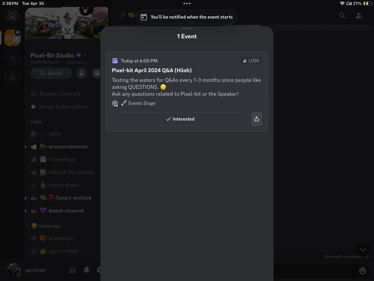 there’s another hiloh q&a today in the discord | Fandom