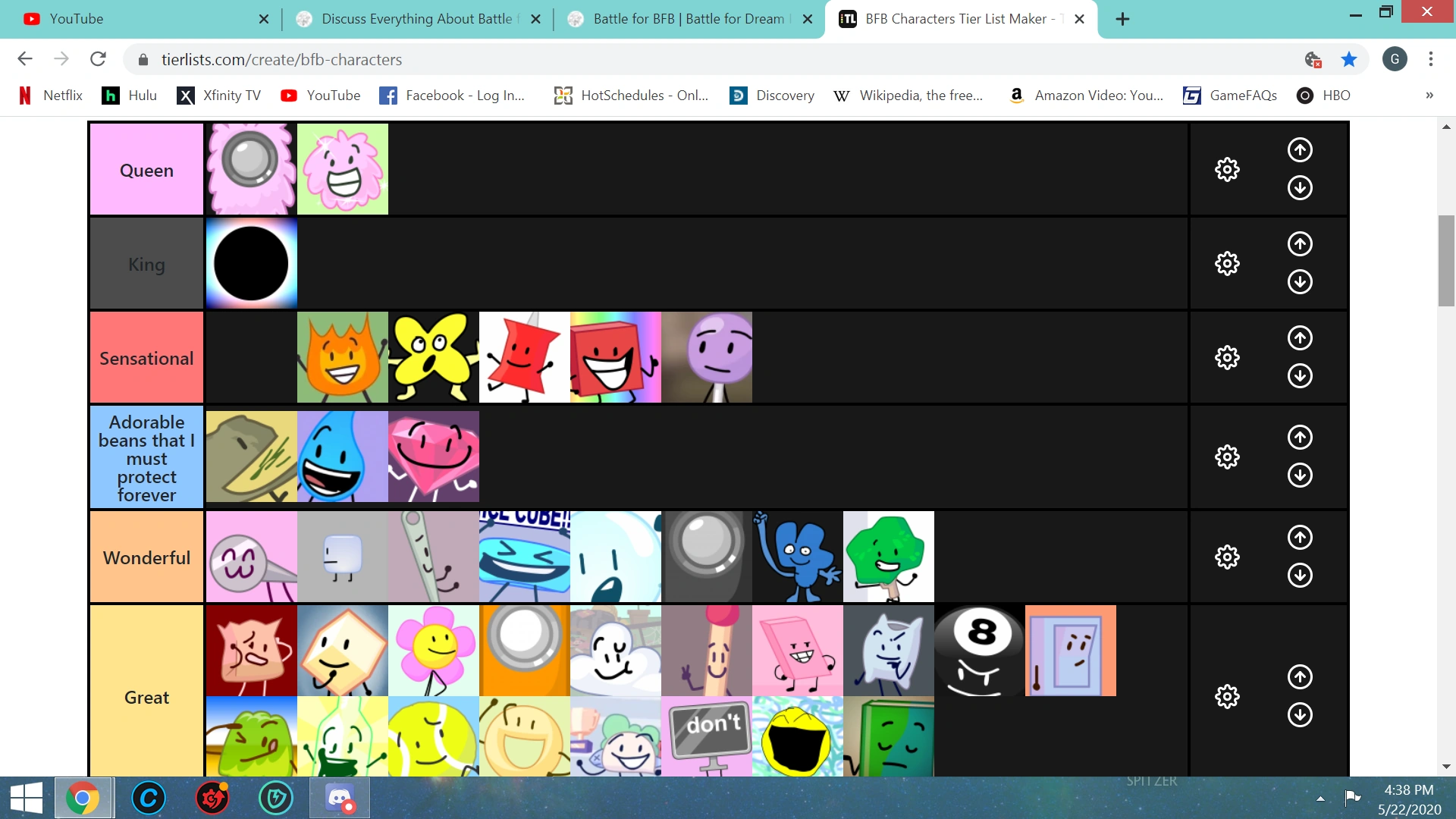 My tier list. (Updated after BFB 19.) | Fandom