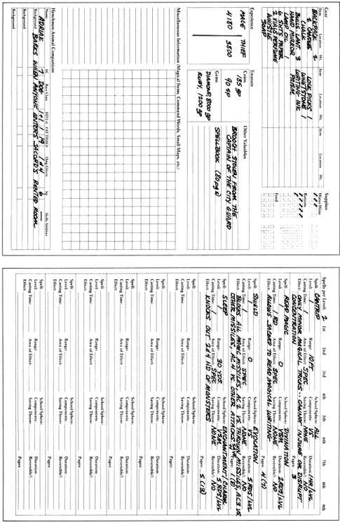 Example Character Sheet | 2e D&D Wiki | Fandom