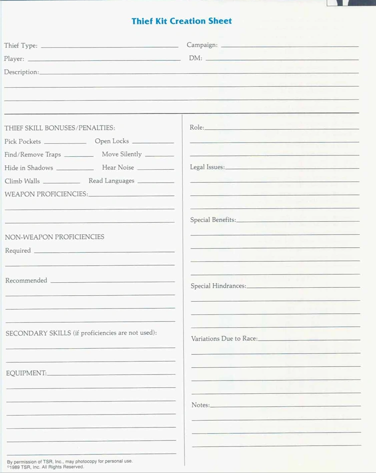 Thief Kit Creation Sheet | 2e D&D Wiki | Fandom