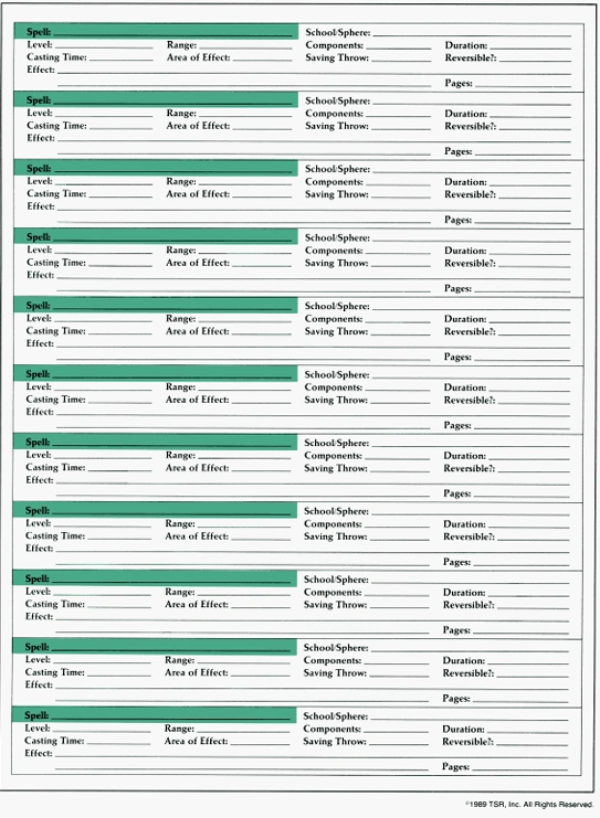 Character Record Sheet | 2e D&D Wiki | Fandom