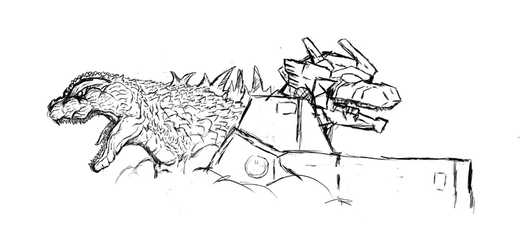 Godzilla and Kiryu sketch | Fandom