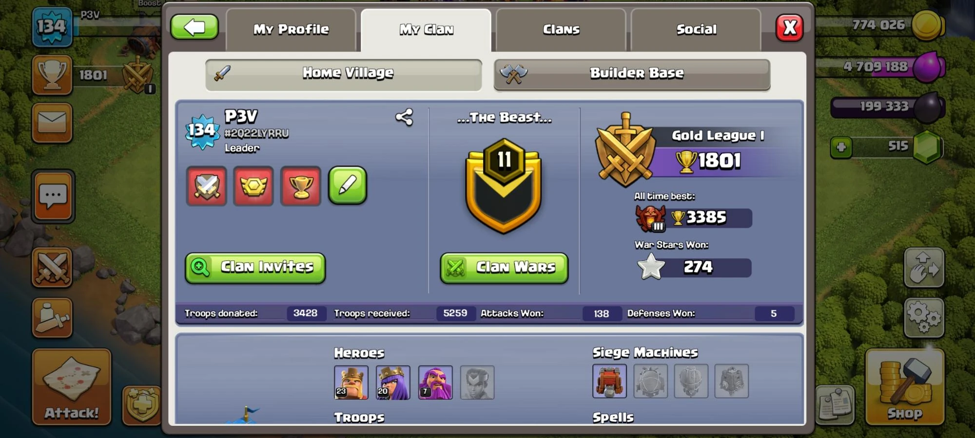 Hi guys #2Q22LYRRU any coc fan join my clan for better gaining ...