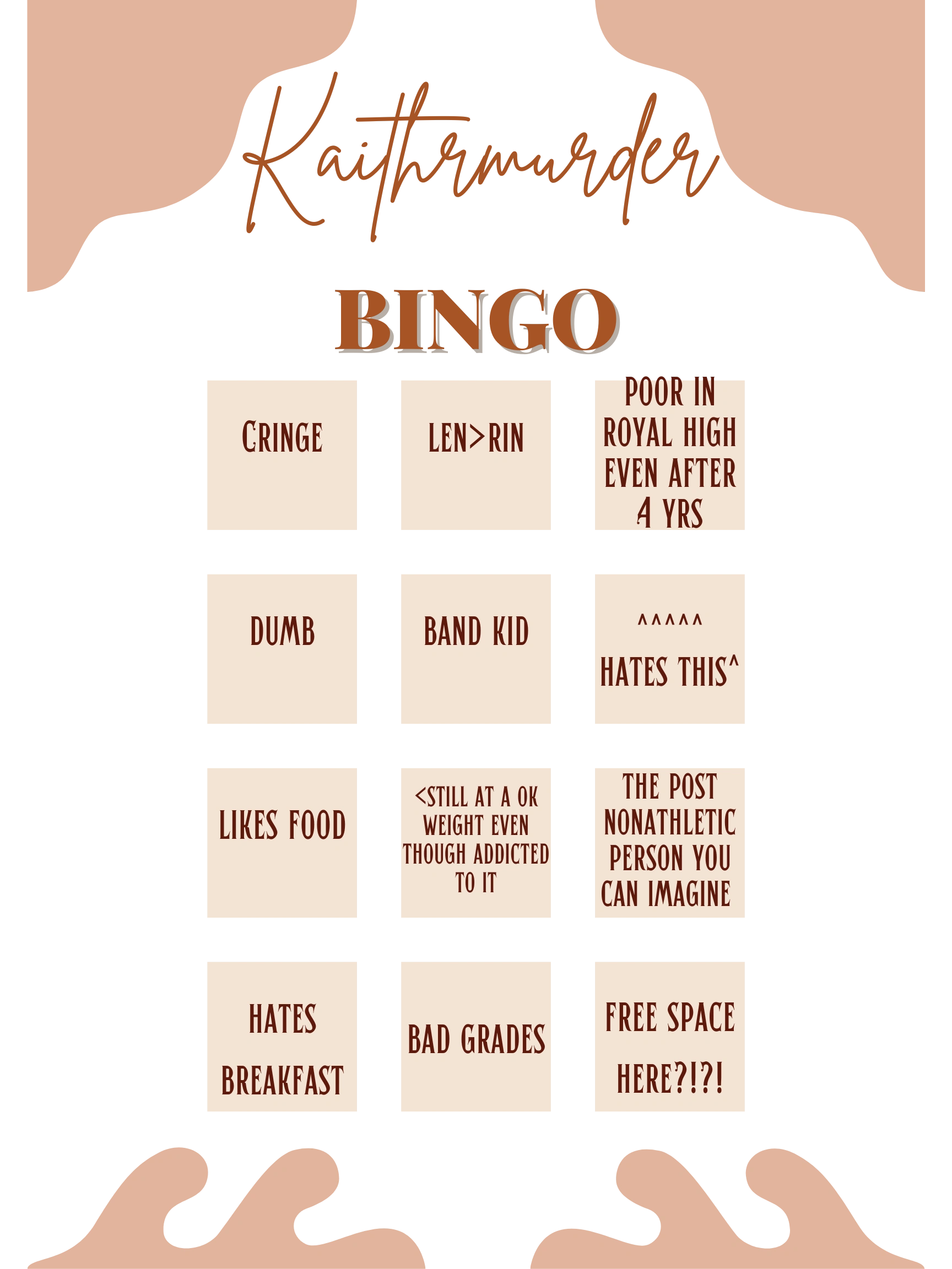 kin bingo i made in canva | Fandom