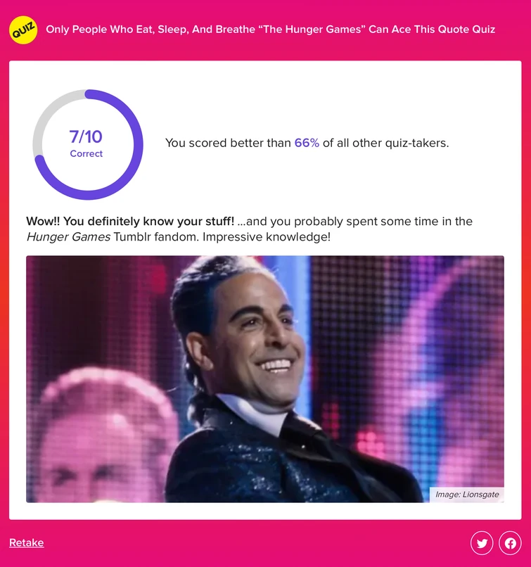 I got 7/10 on this hunger games quote quizz | Fandom