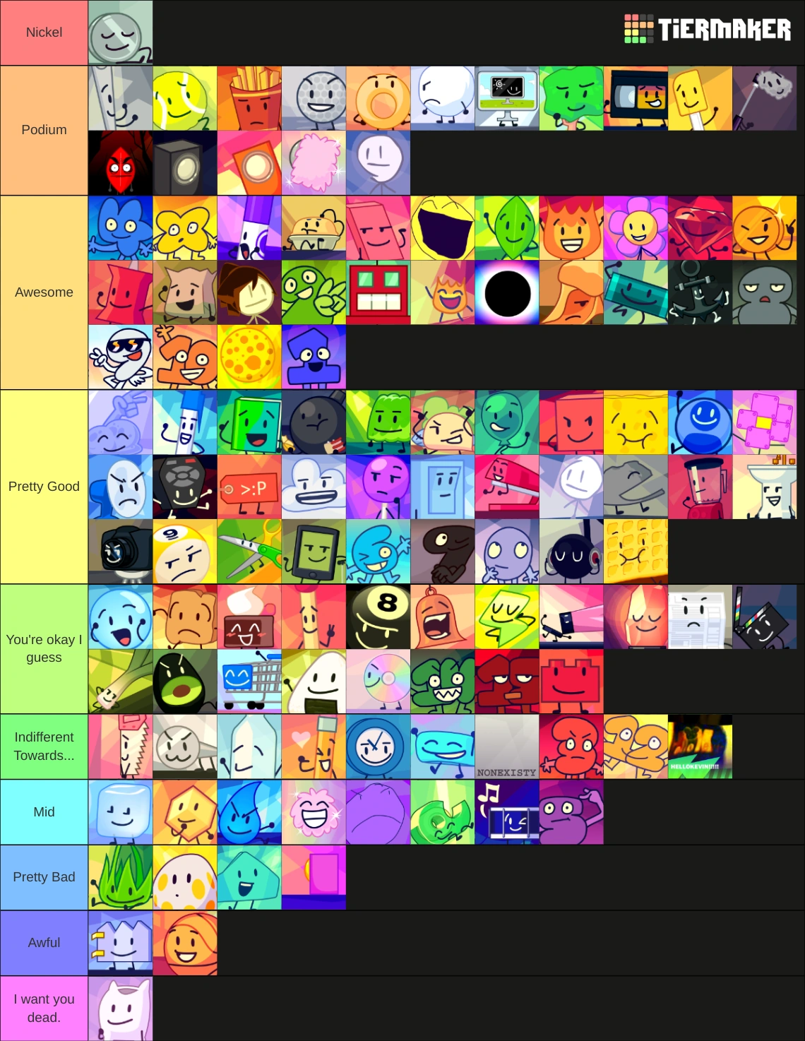 Battle For Dream Island Tier List (as of TPOT 14) | Fandom