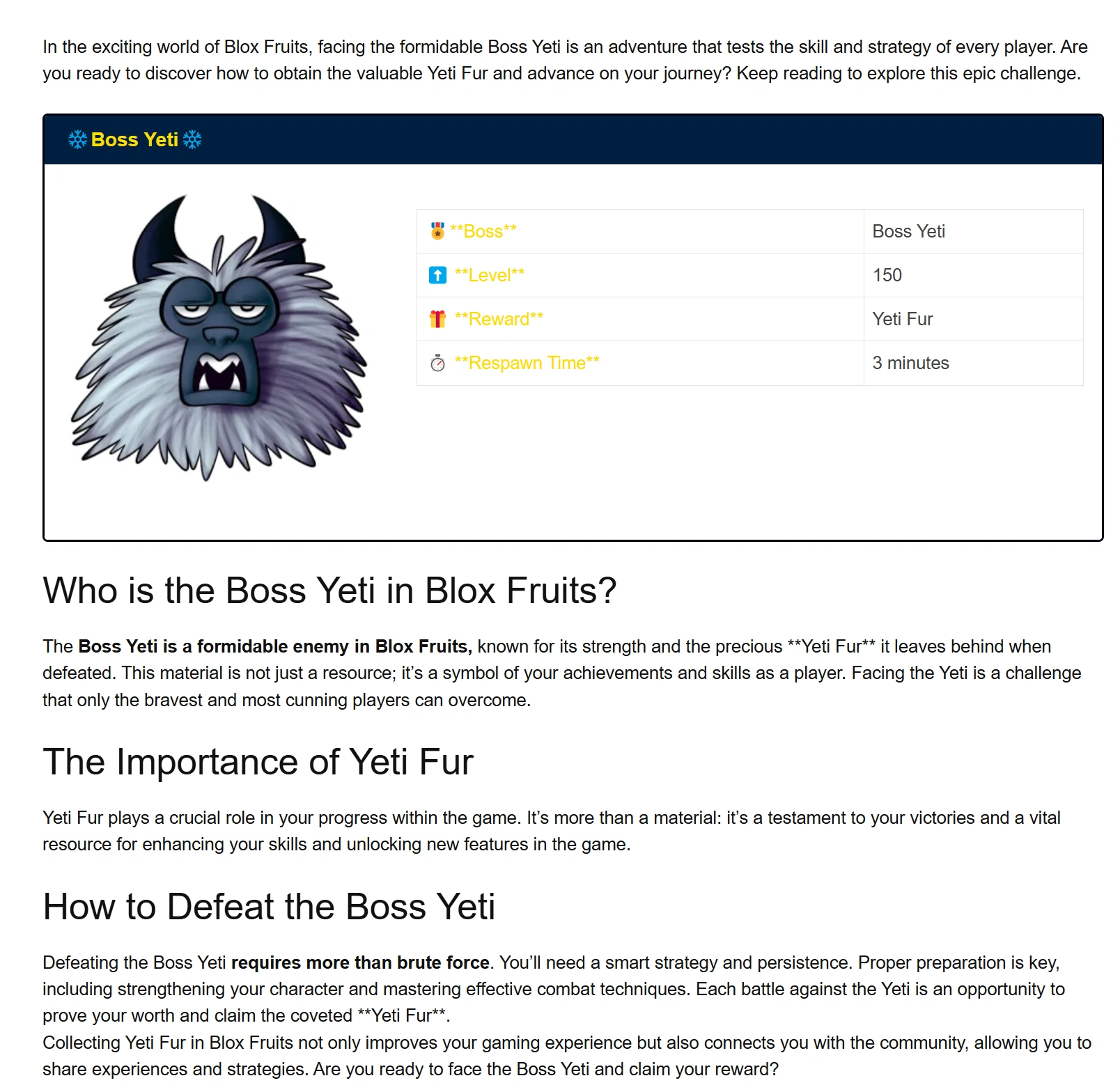Who tf copy pasted this AI shmuck ( yeti fur so useless even AI doesnt ...