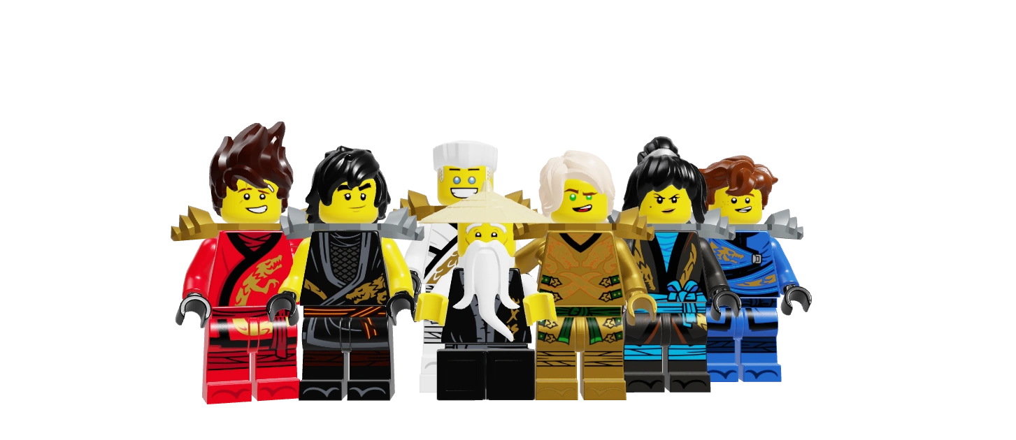 A while ago I recreated the Ninjago S1 ninja groupshot on mecabricks ...