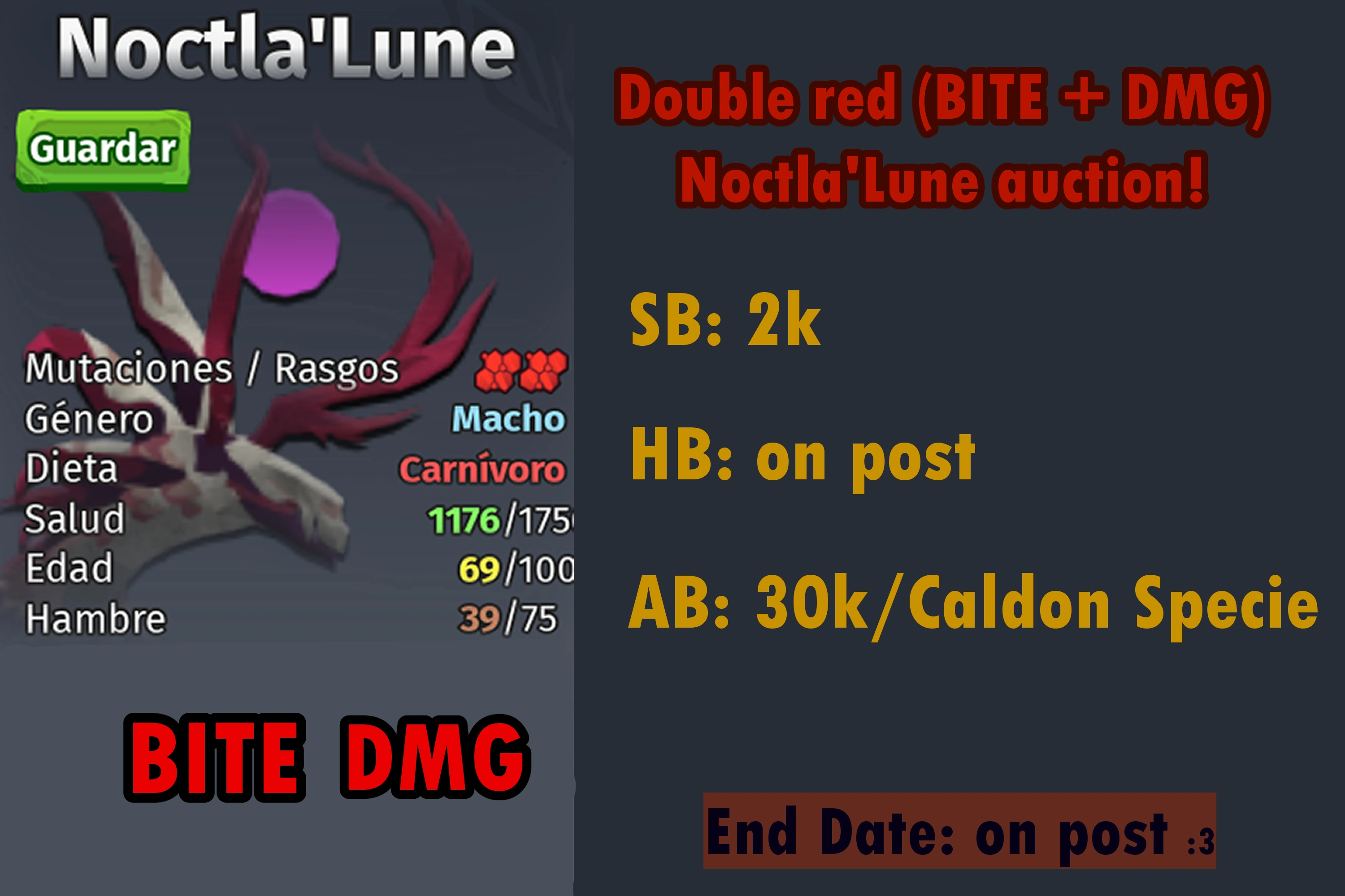 Repost! Double Red (Bite + DMG) Noctla auction! | Fandom