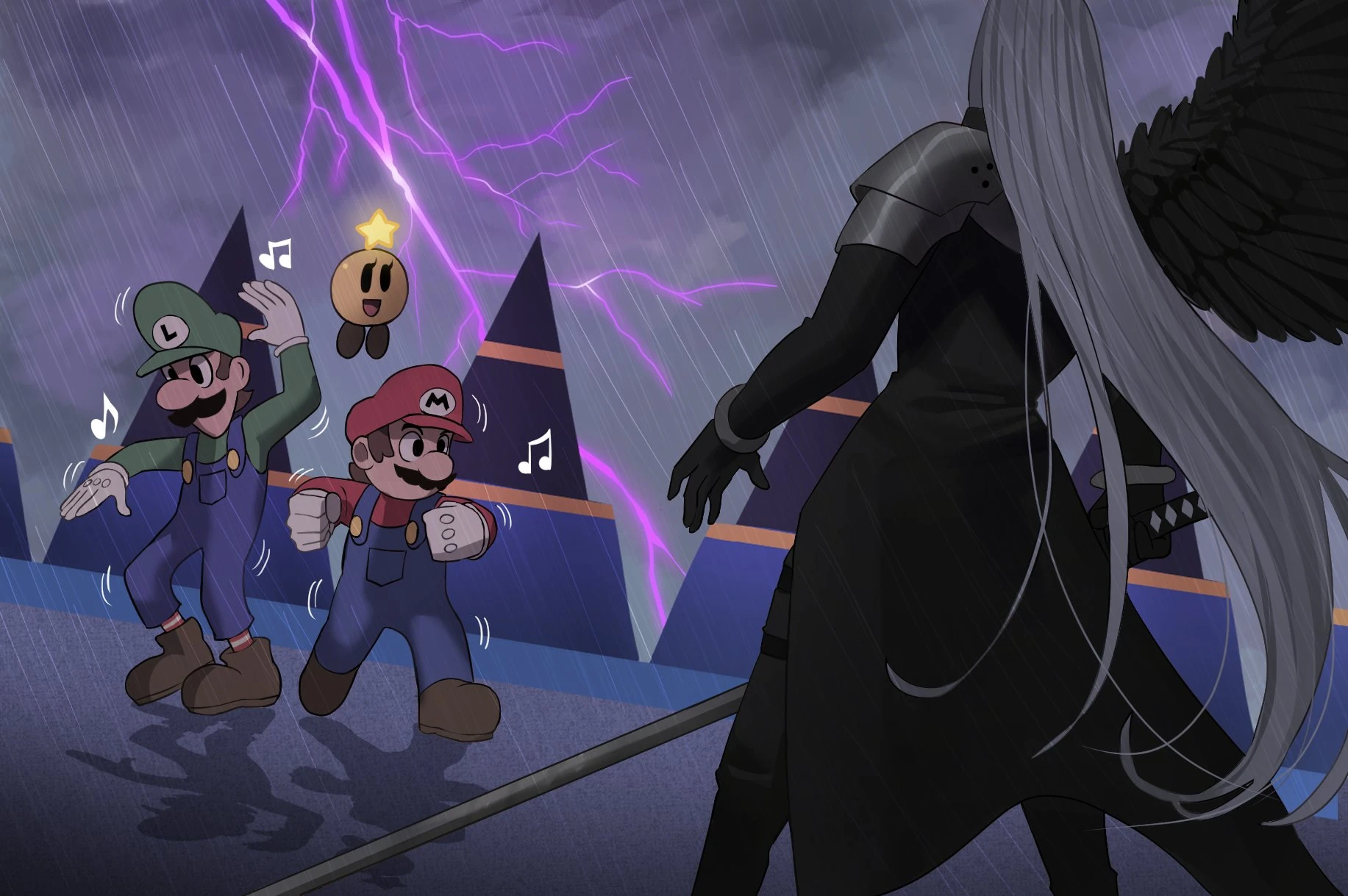 Does anyone here know about the Mario Bros. vs Sephiroth meme? | Fandom