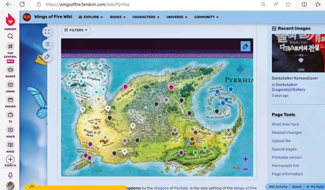 I didn't know we had a new fancy interactable map of Pyrrhia now. | Fandom