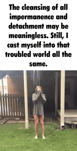 The cleansing of all impermanence and detachment maybe meaningless ...