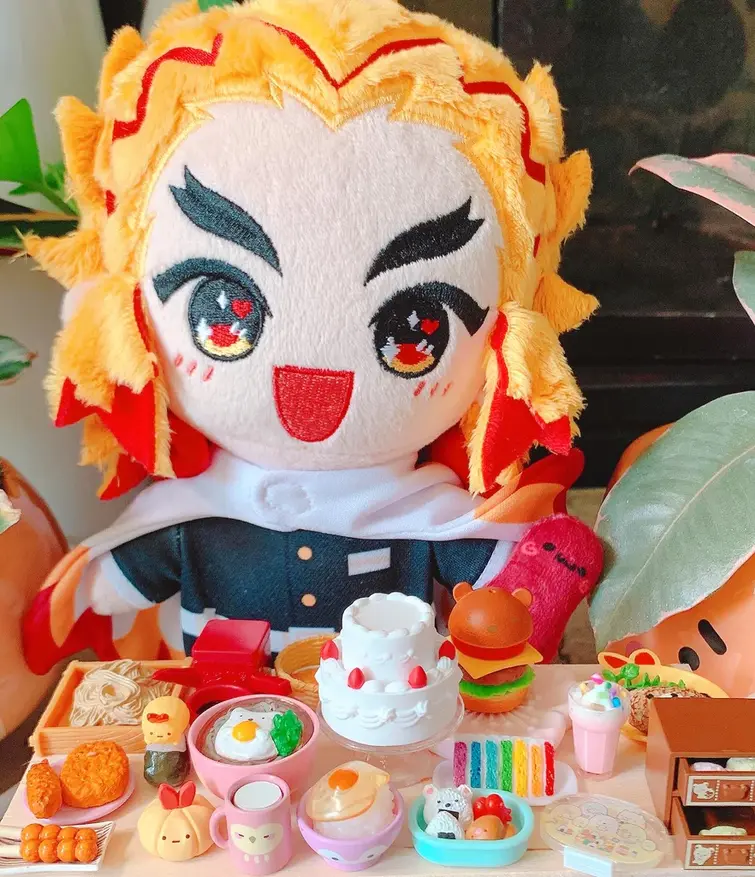 My Rengoku plushie is taking a long time to come so my Akaza plush is ...