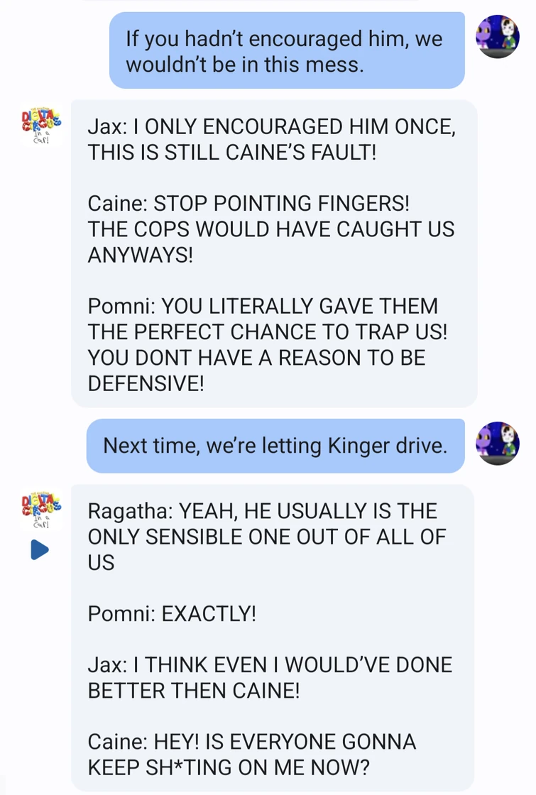 Caine broke his swearing rule (light mode warning) what a hypocrite 🤣 ...