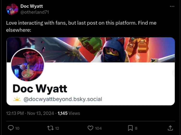 Doc Wyatt has officially announced his move from X to Bluesky | Fandom