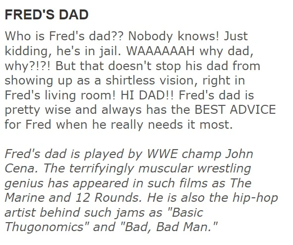 The original bio for Fred's dad on Nick.com | Fandom