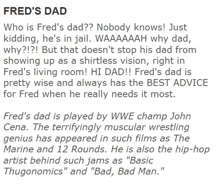 The original bio for Fred's dad on Nick.com | Fandom