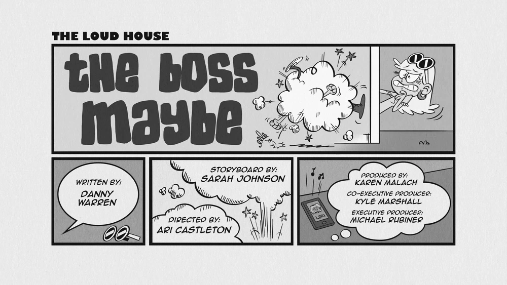 The boss maybe title card in black and white style | Fandom