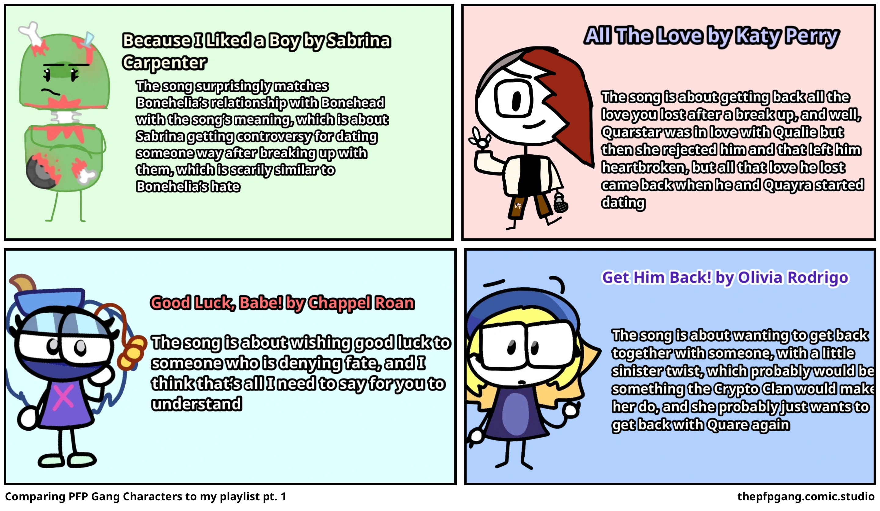 Comparing PFP Gang Characters to Songs in my Playlist Part 1 (with ...
