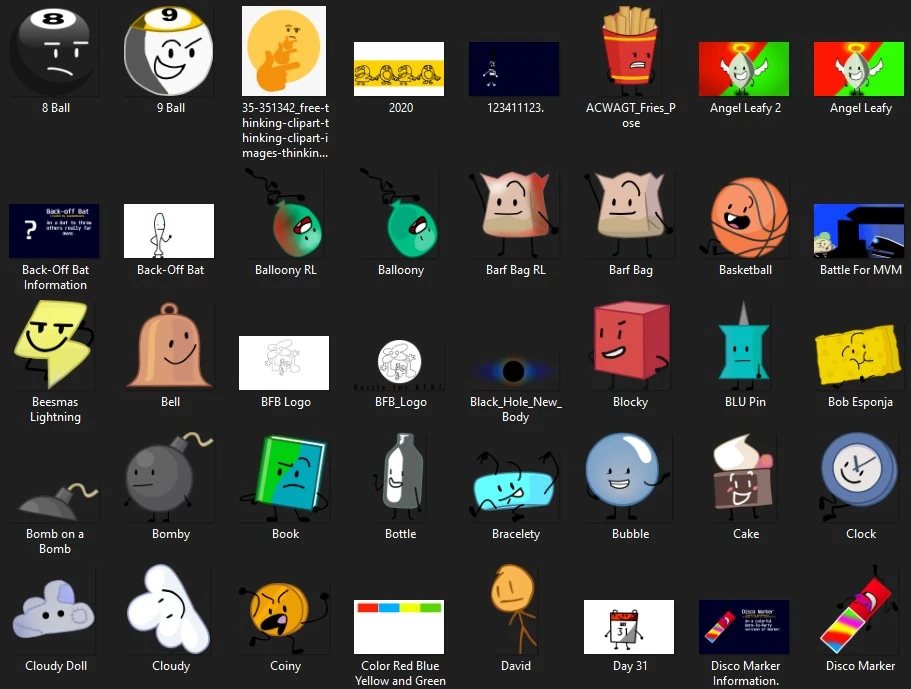 The Folder where i add all of my Images of BFDI,FNAF,BATIM and others ...