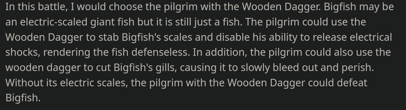 Wooden Dagger user Versus Bigfish | Fandom