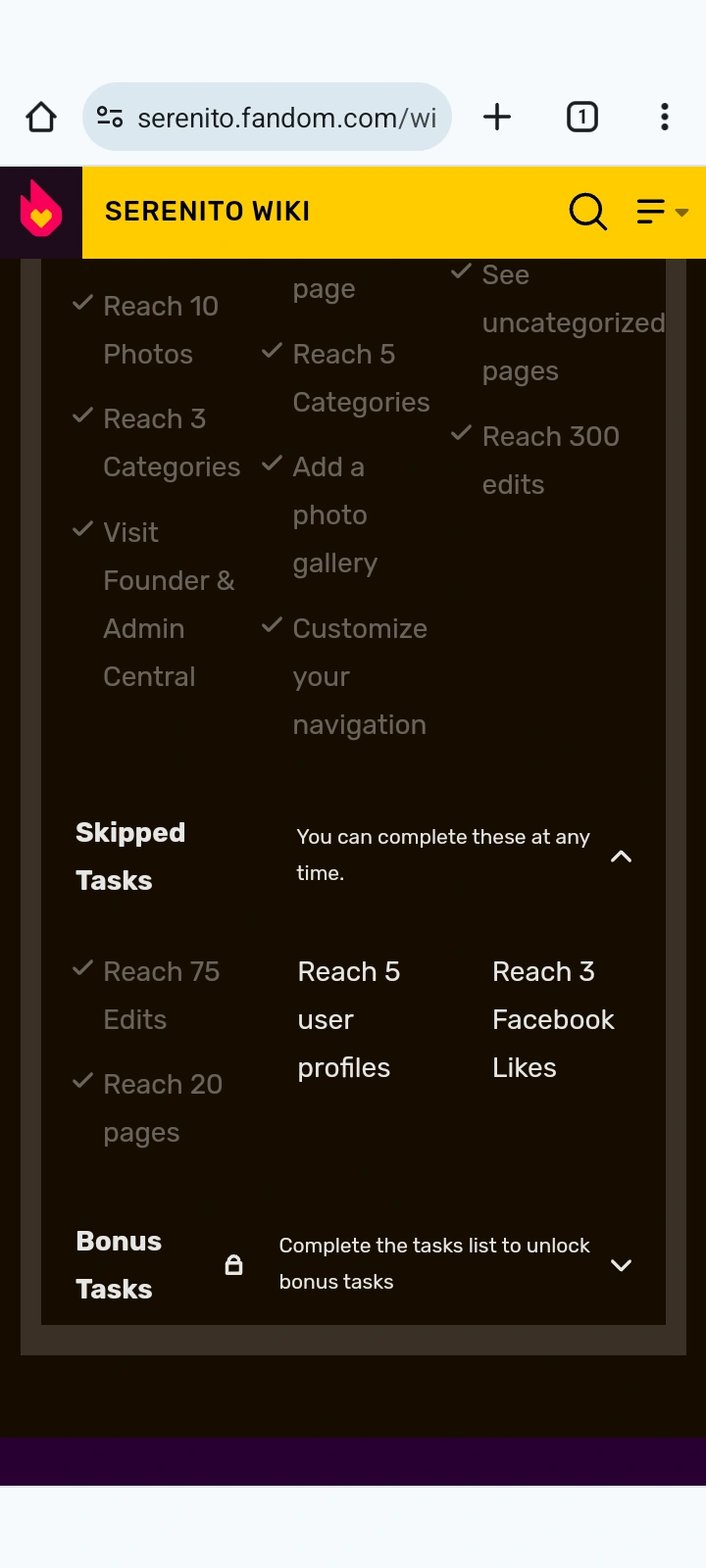 On my wiki (Serenito Wiki), i already reached 5 users but it says i haven't completed it yet ...