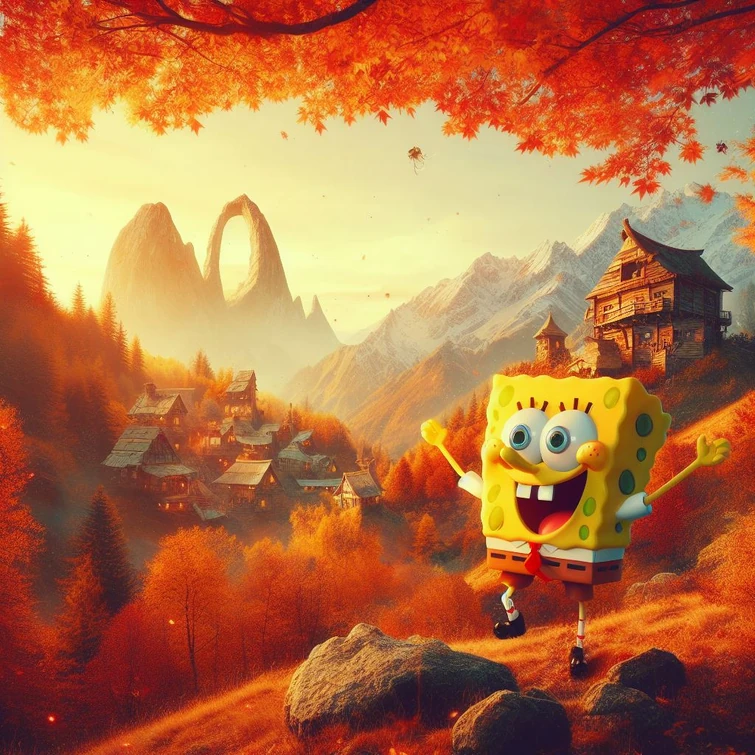 Some AI Art of SpongeBob in an Autumn Landscape | Fandom