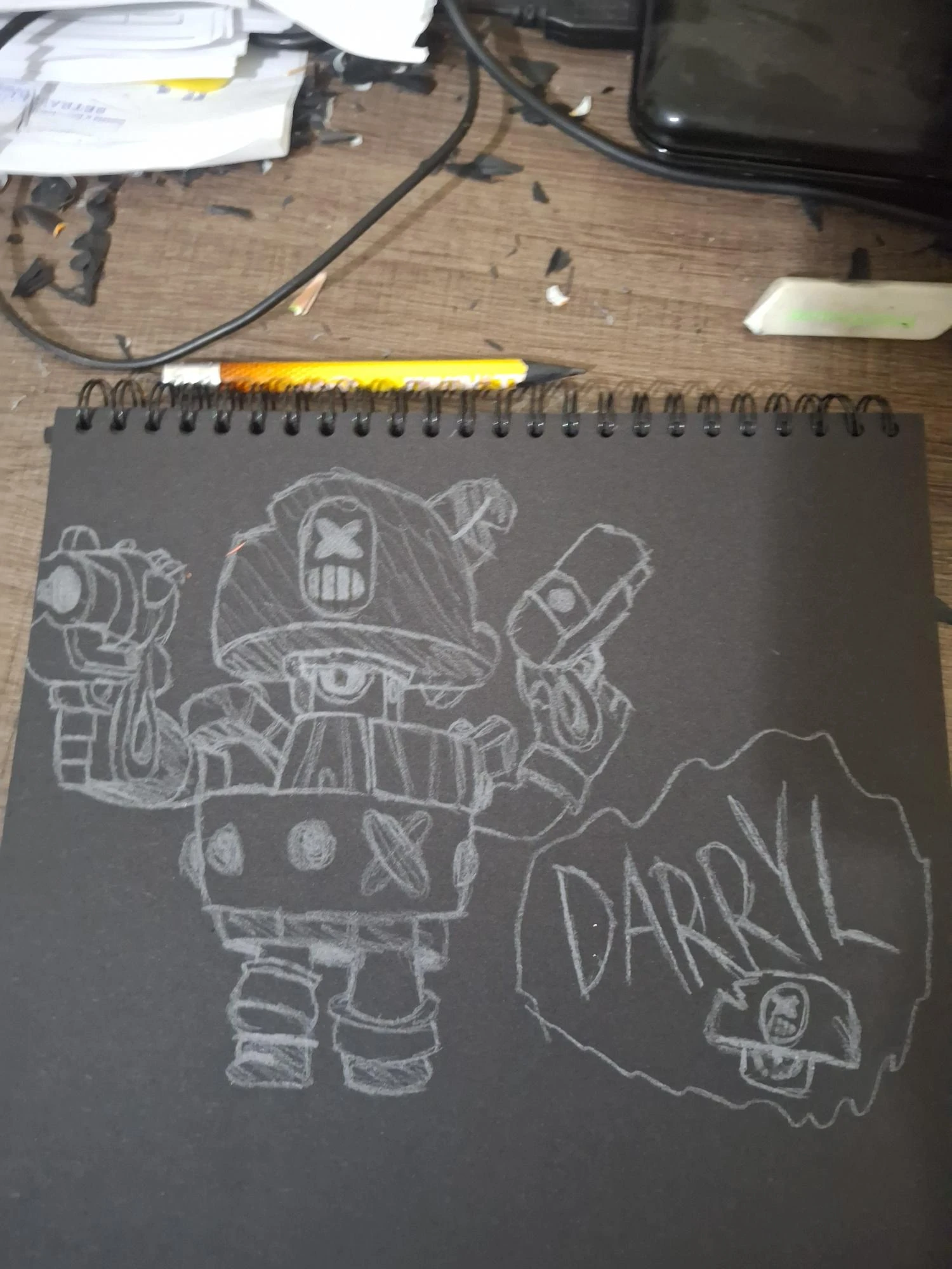 Darryl drawing I made on black paper | Fandom