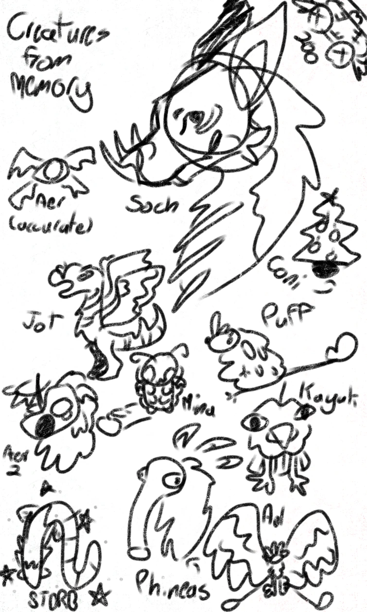 Whole bunch of creatures drawn from memory | Fandom