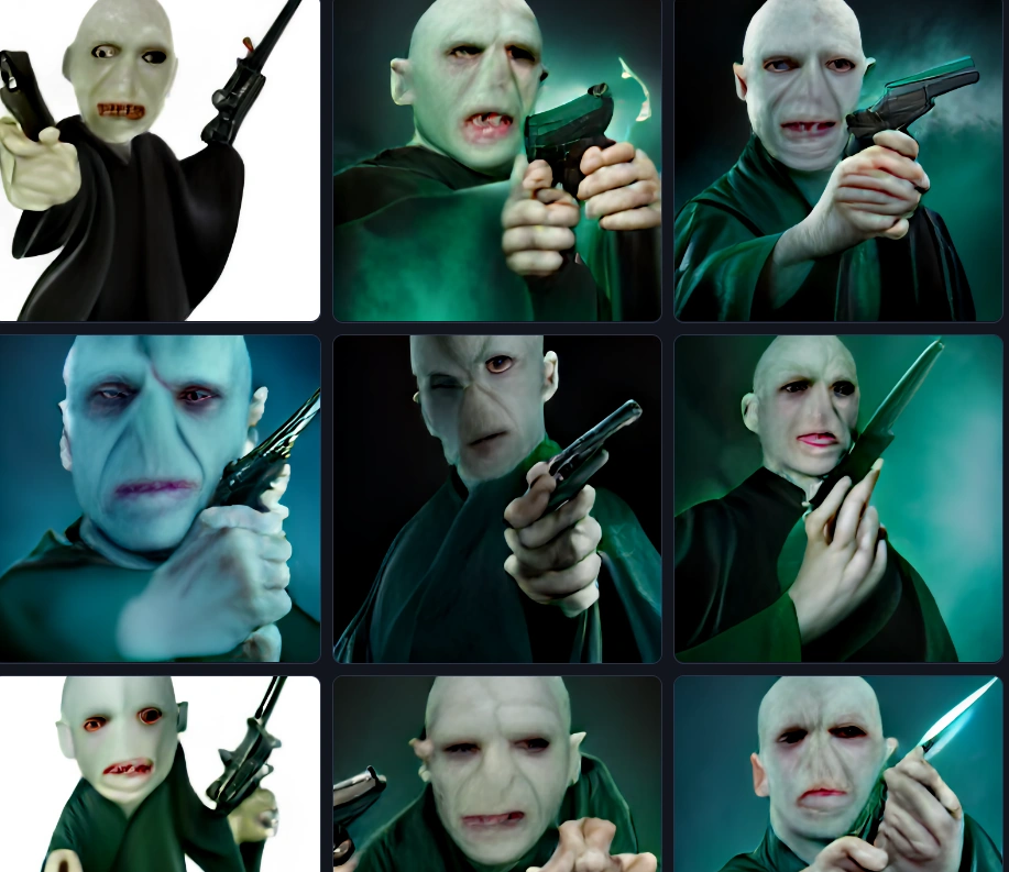 i made ai art of voldemort holding a gun | Fandom