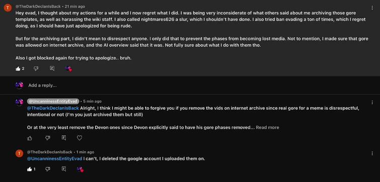 Should this dark Declan be unblocked since he apologized | Fandom