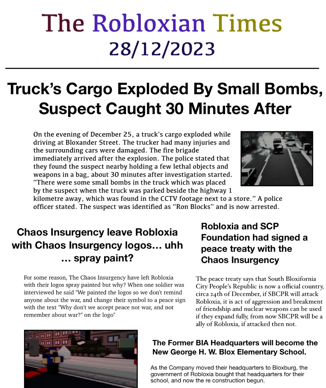 I made the recent posts in Robloxian Times category into a newspaper | Fandom