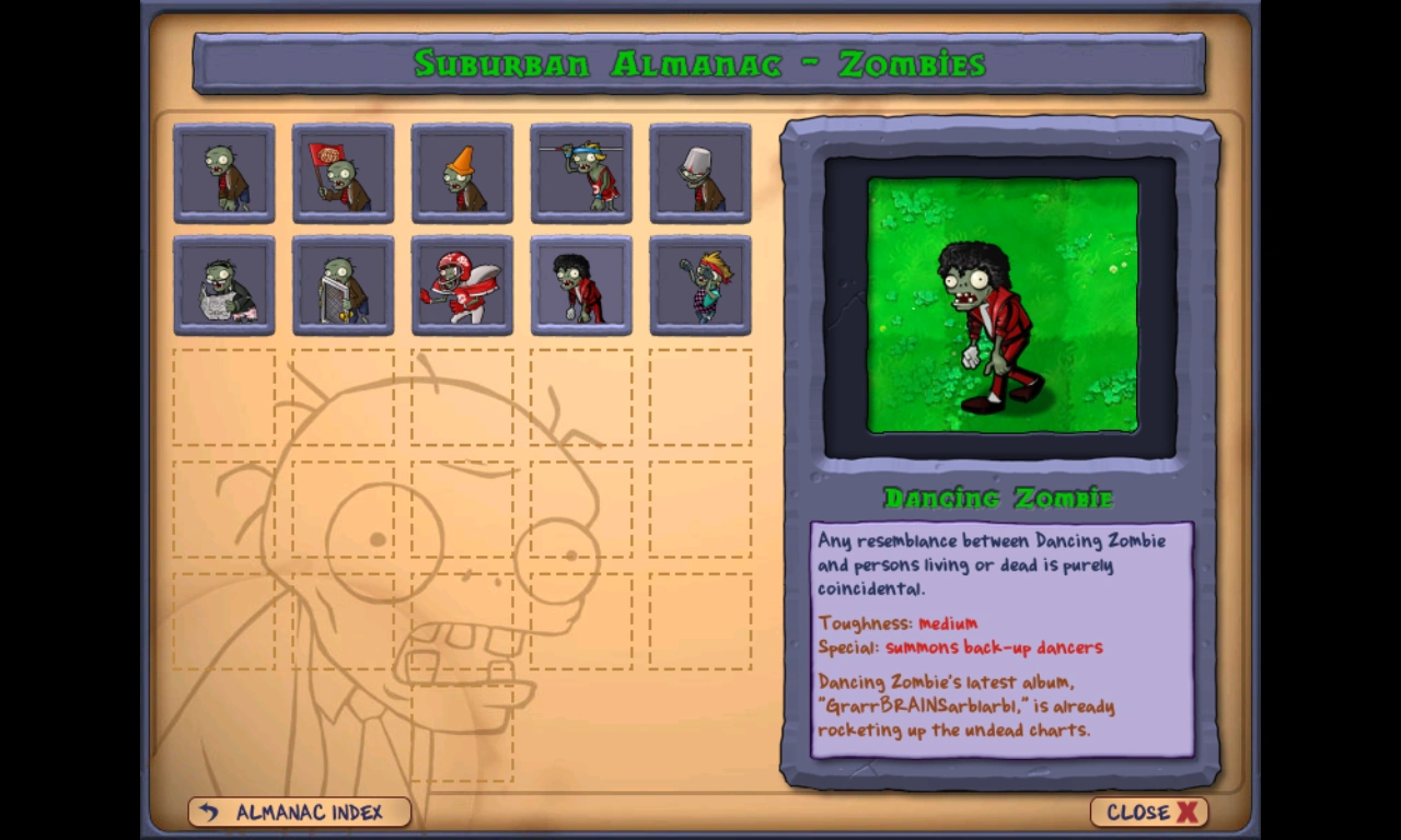 Very memorable almanac special in pvz 1 | Fandom