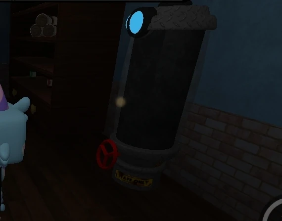 I got a photo of the light on a machine pulsing blue when connie has ...