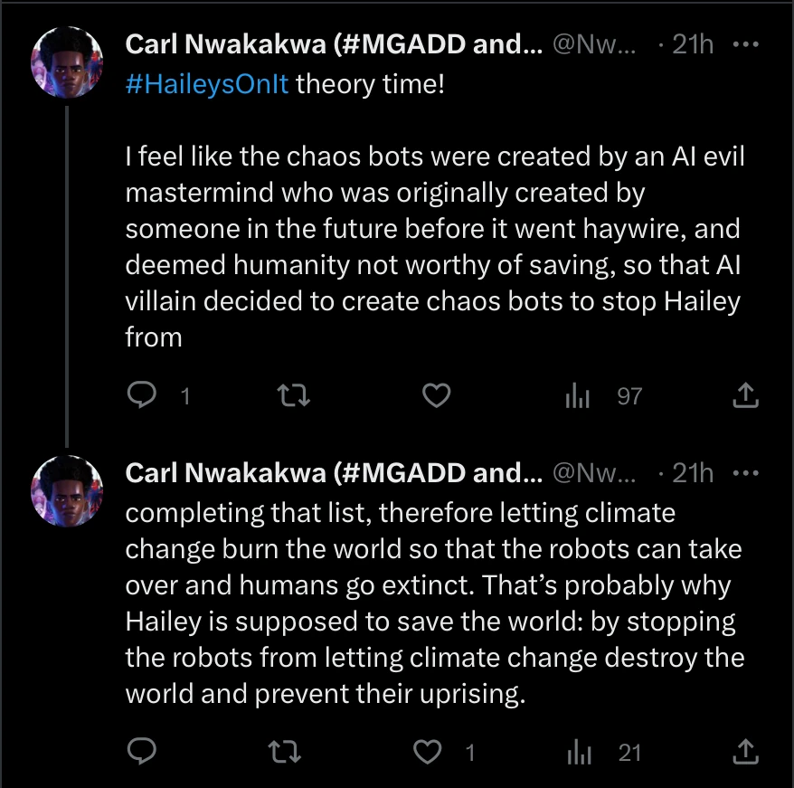 Alright, let me cook here. I got a Hailey’s On It theory about the ...