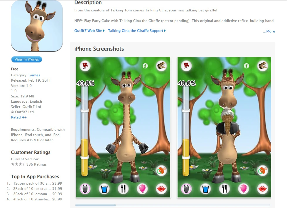 The History Of Talking Gina Updates on iOS. | Fandom