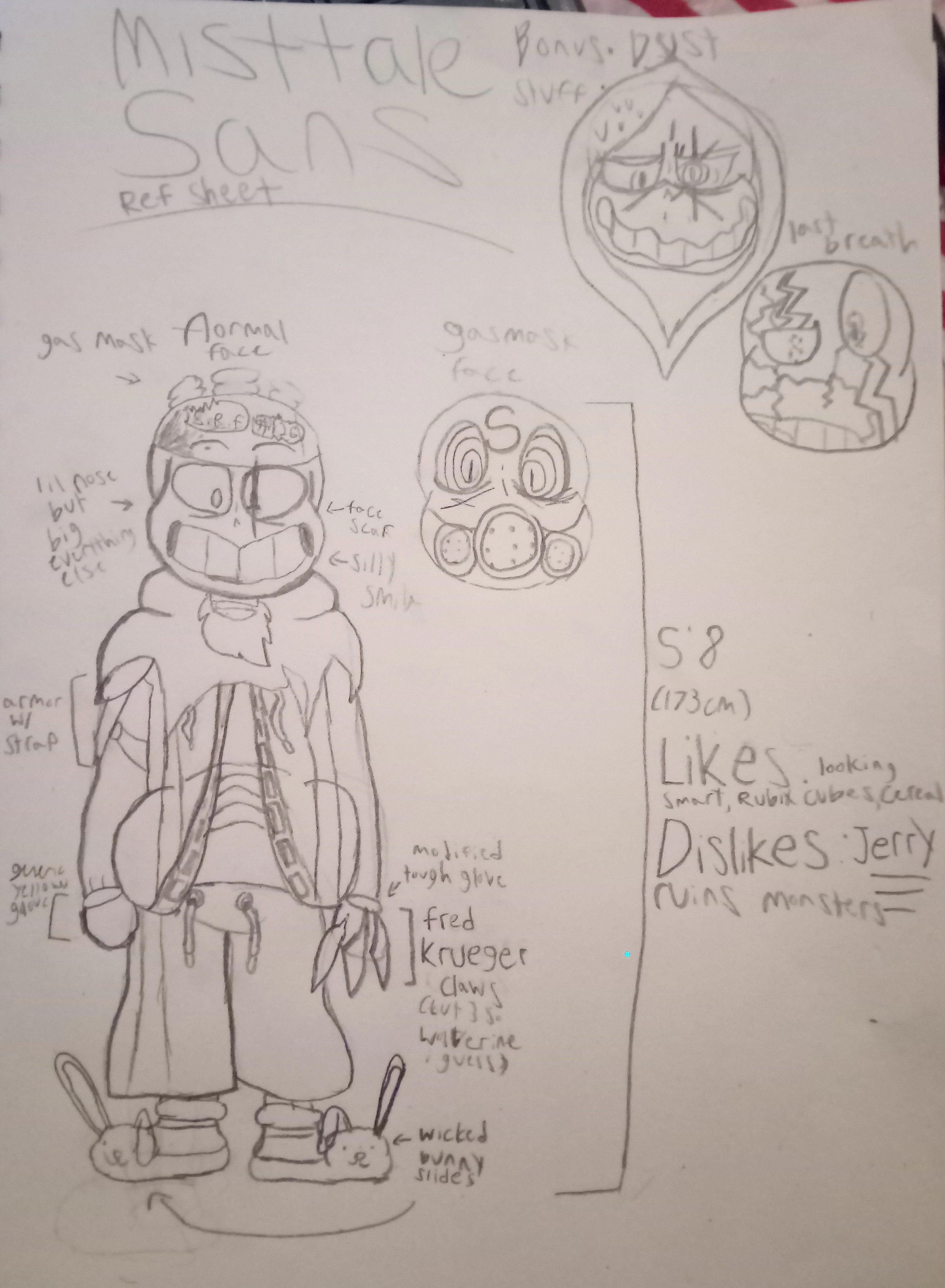 Misttale Sans' ref sheet (sorry about bad handwriting) | Fandom