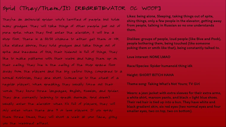 hi. finally finishes the spid oc slide (ask me questions please i beg ...