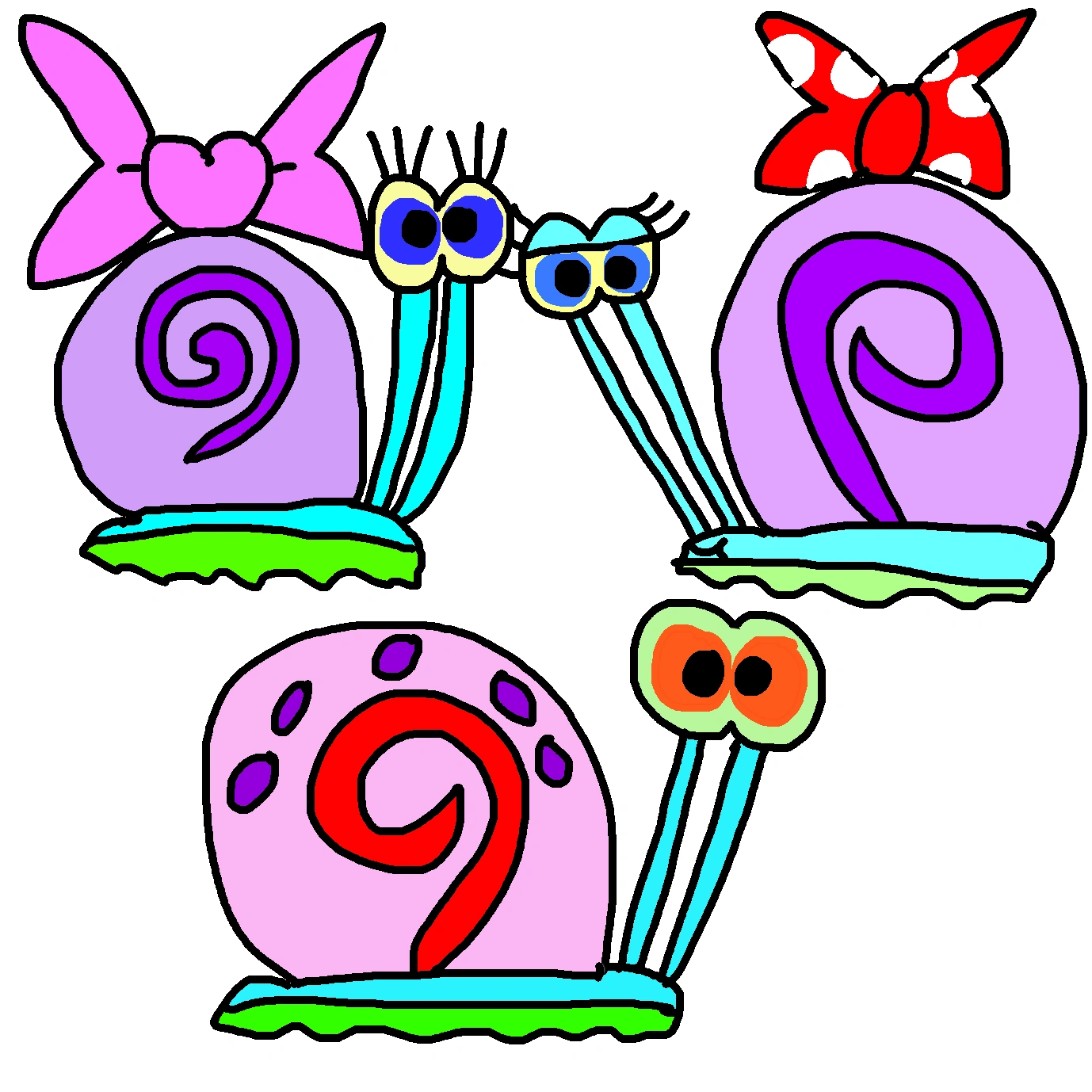 Snellie, Gary the Snail, and Mary the Snail all together sketch | Fandom