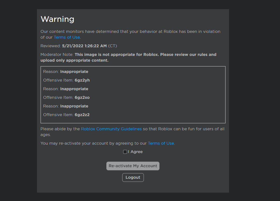 Roblox please fix moderation. | Fandom
