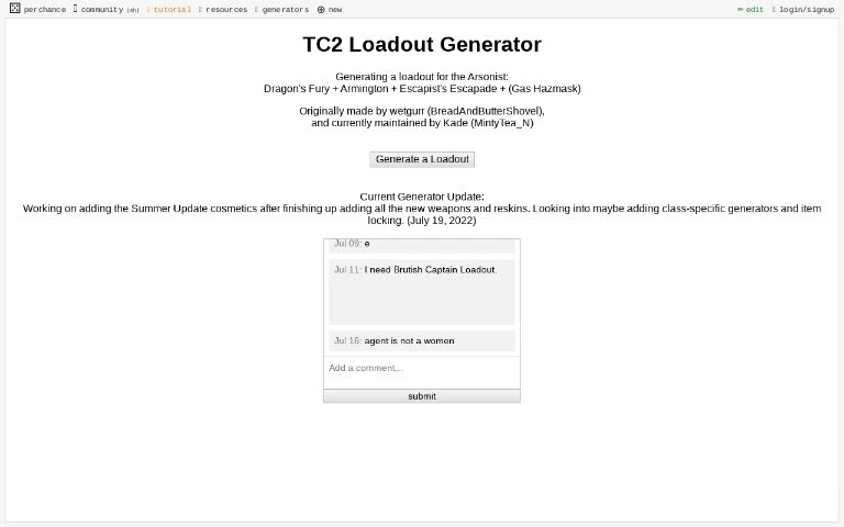 why am I updating this again? TC2 loadout generator updated, hop on ...