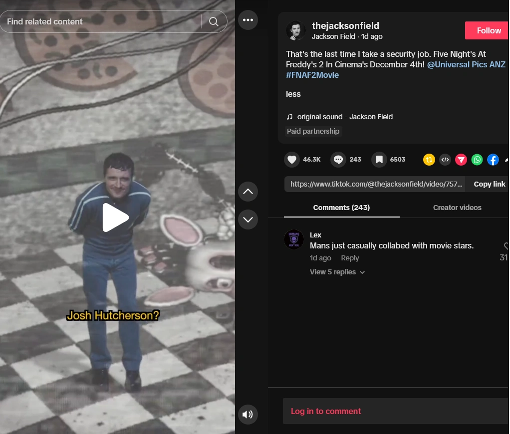 FNAF Movie cast appears in Jackson Field's tiktok | Fandom