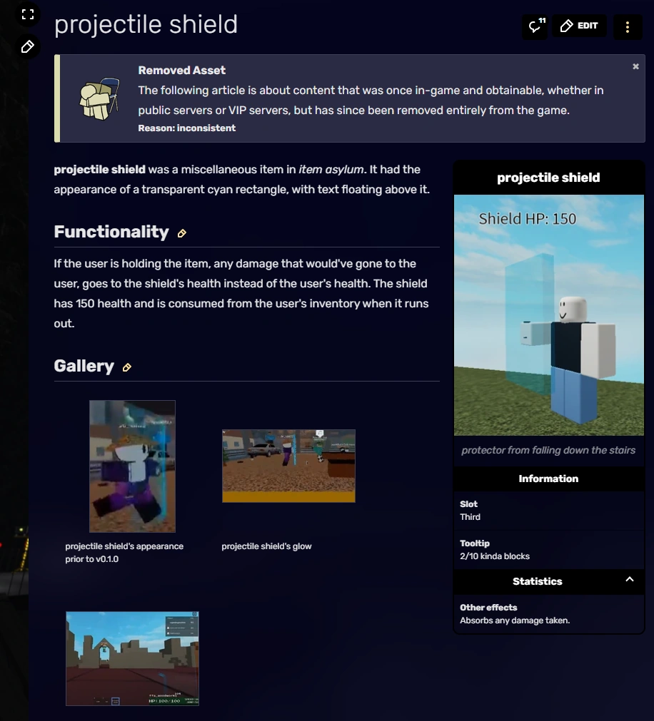 the projectile shield appearance is.......... INCORRECT! | Fandom