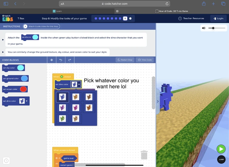 -Hour of Code Tutorial!--Create a 3D T-Rex Game- | Fandom