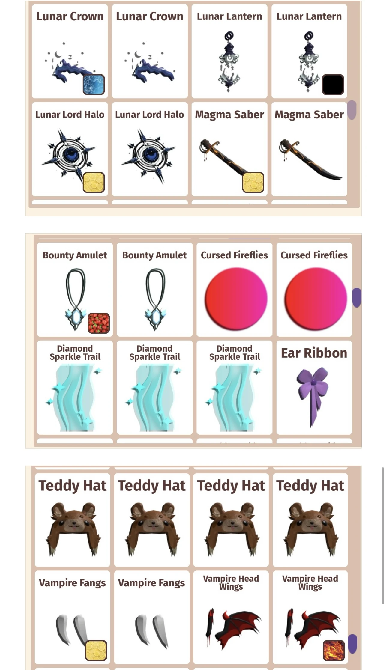 Needing help with a ton of accessory values! | Fandom