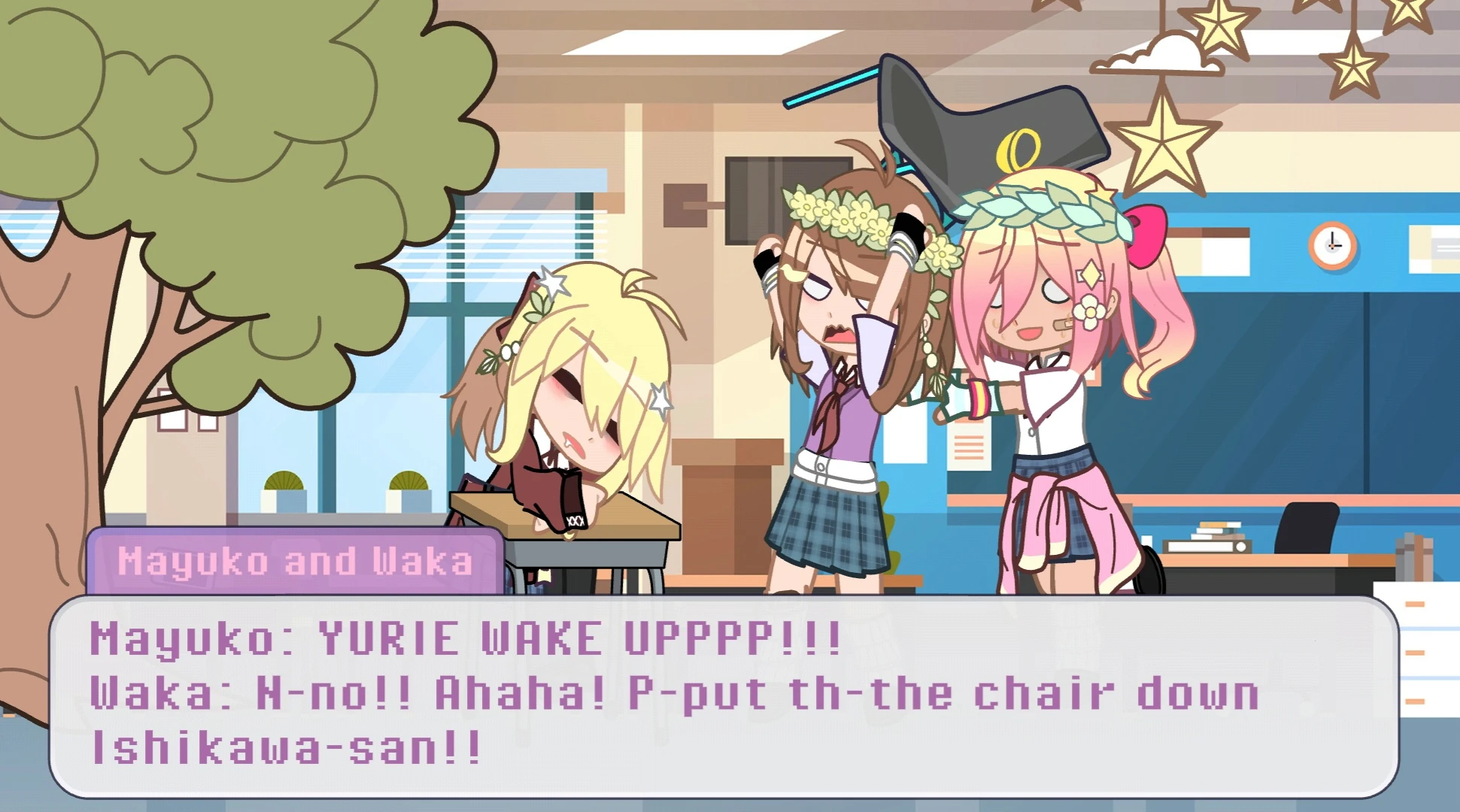 Mayuko waking up Yurie and Ayaka falling down the stairs the 19th time ...