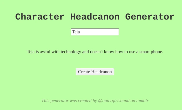 So I tried the Character Headcanon Generator... | Fandom
