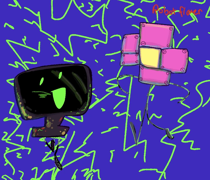 Robot flower art by Fred | Fandom