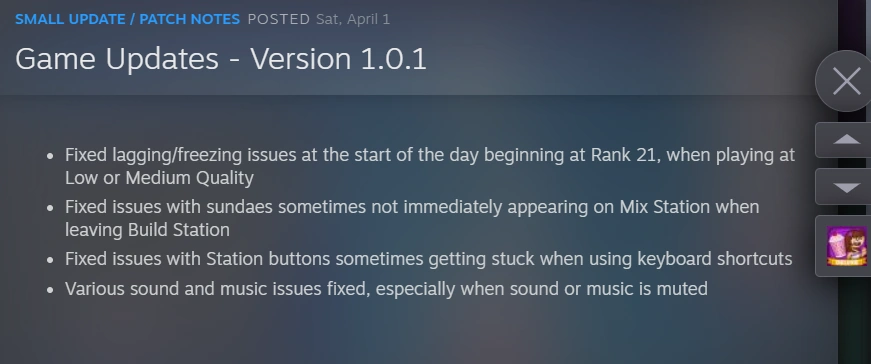 Can someone add V1.0.1 to Papa's Freezeria Deluxe's page? | Fandom