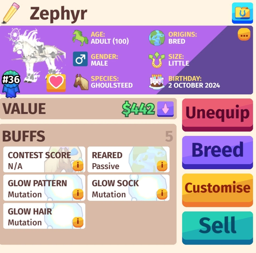 Trading triple gloe ghoulsteed little for an normalsize or dif size ...